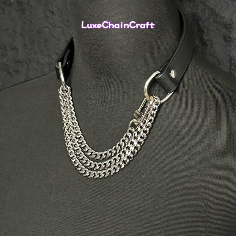 Luxe Necklace Enigma Chain Choker, Handmade Collar With Chain Leash ...