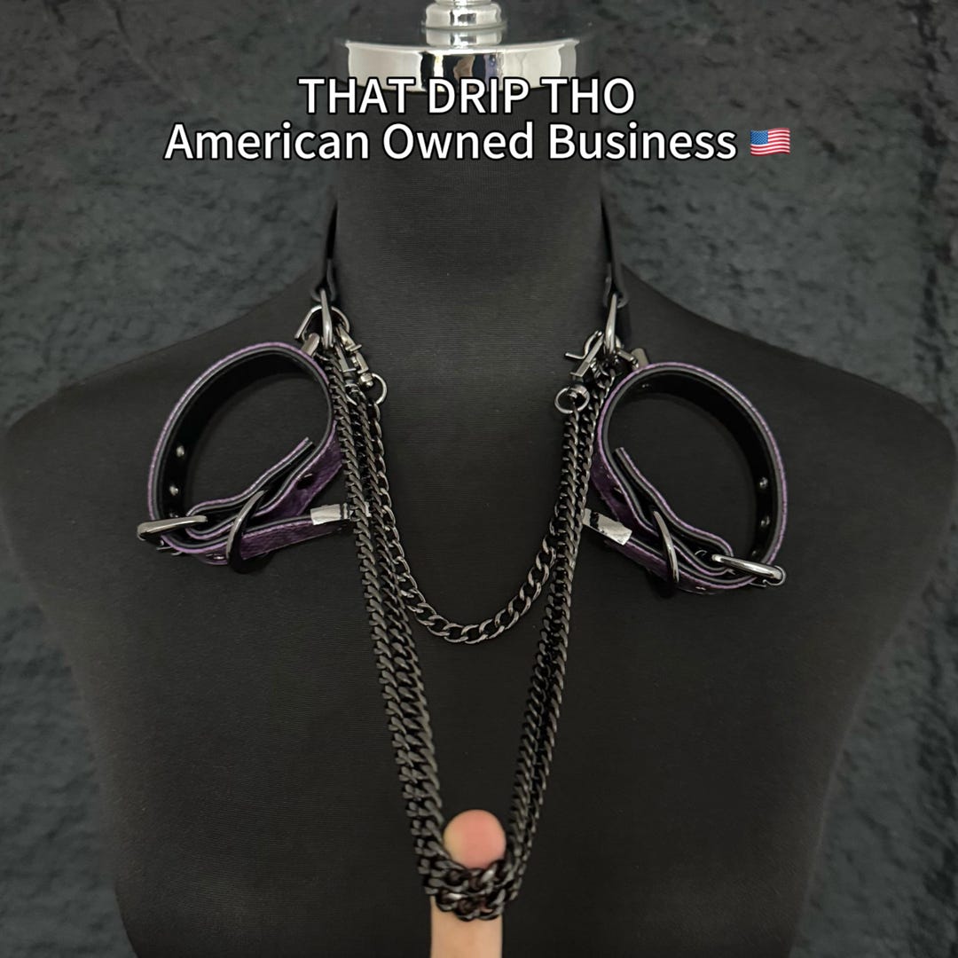 Handmade Leather Choker Cuff Set: Stainless Steel Hardware - Etsy