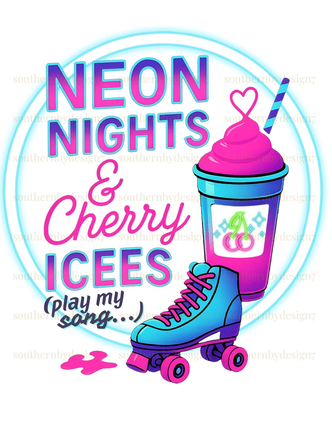 Neon Lights and Cherry Icee, Png - Etsy