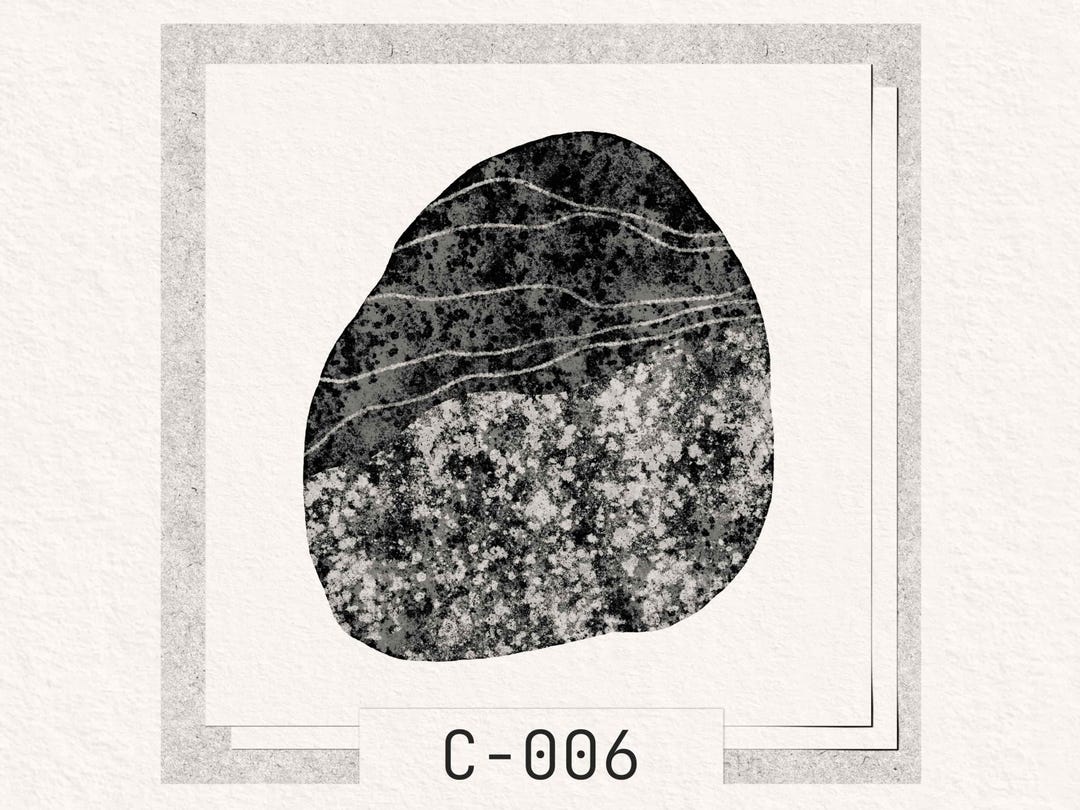 Black and White Pebble Drawing: Contemplative Art Print (digital ...