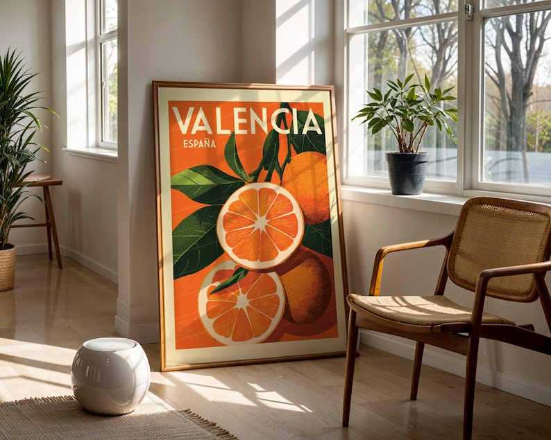 Valencia Oranges Travel Poster | Printable Kitchen Art | Vintage Spain ...