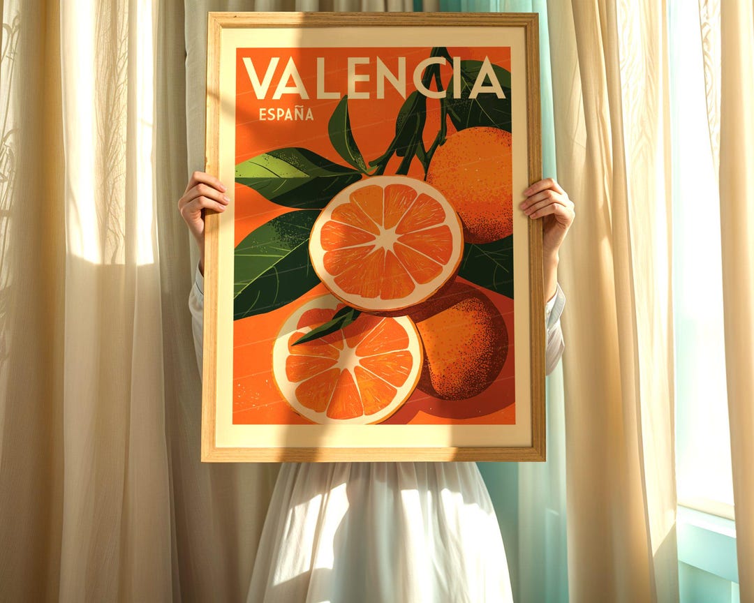 Valencia Oranges Travel Poster | Printable Kitchen Art | Vintage Spain ...