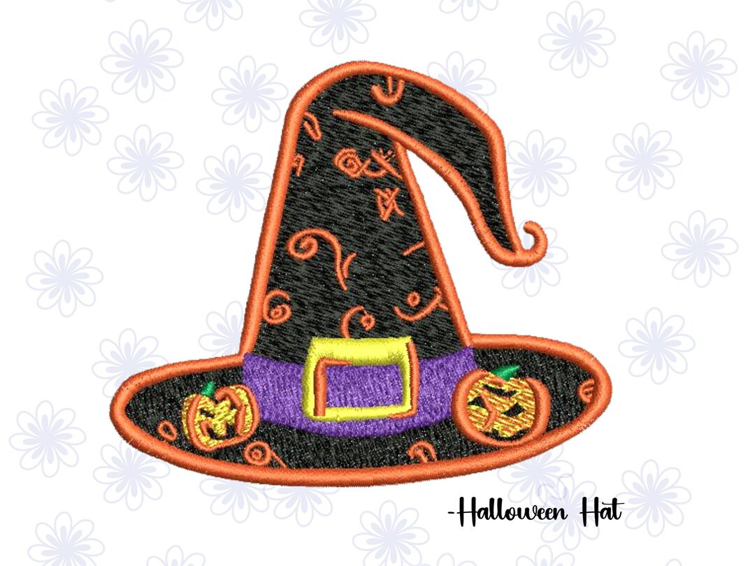 Halloween Hat Machine Embroidery Design, Spooky Season Haunted Hat ...