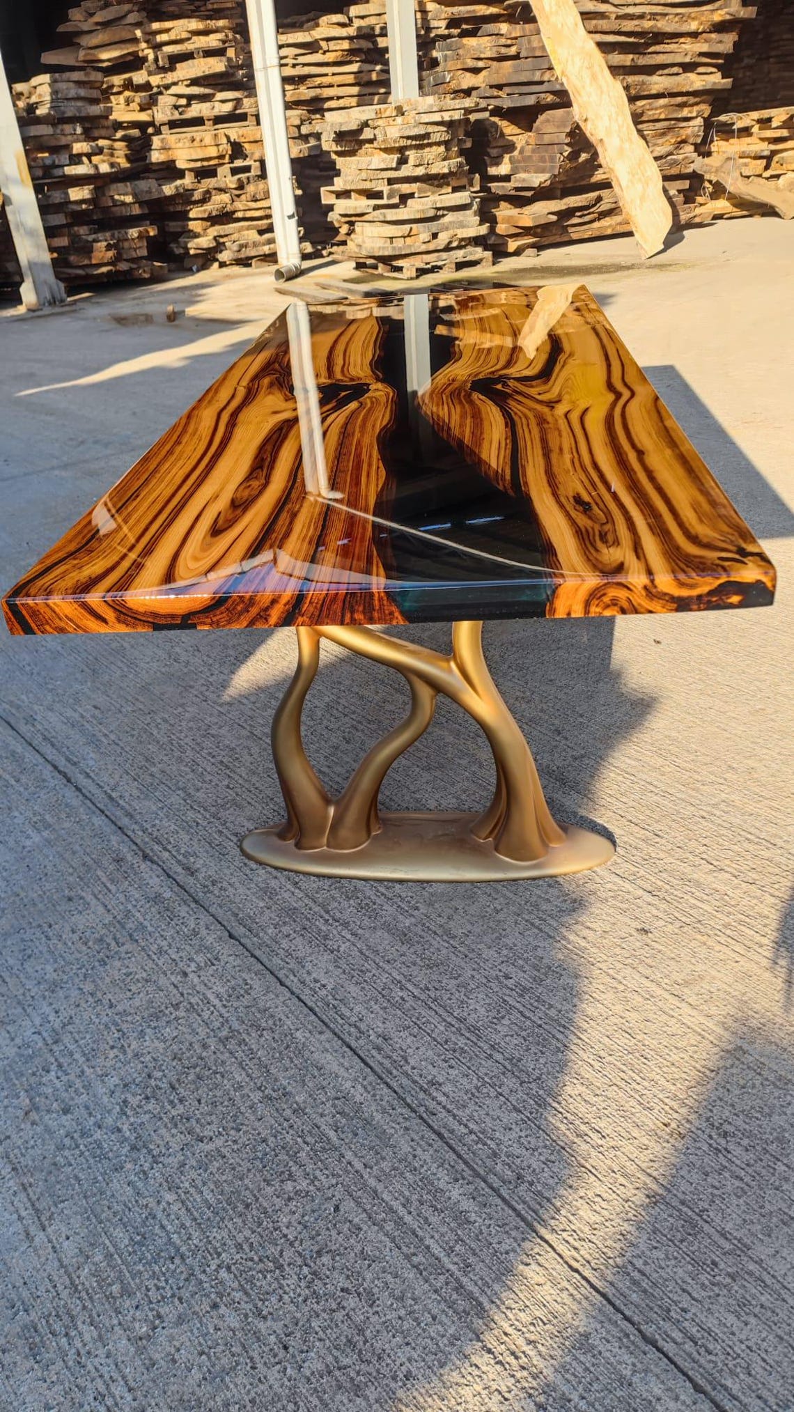 Olive Epoxy Dining Table Olive Wood Table Live Edge River Table Epoxy ...