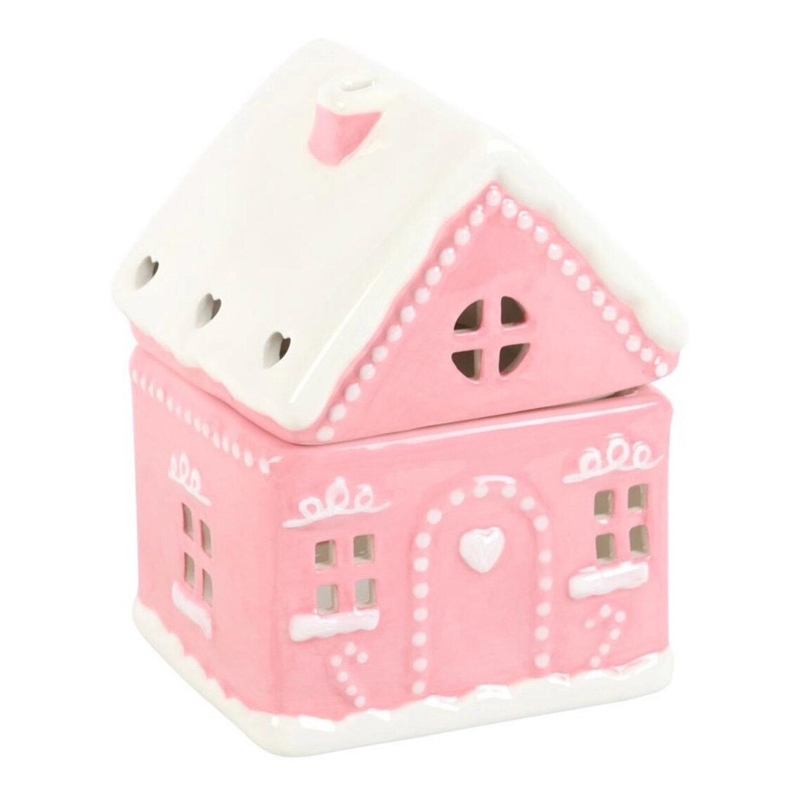 Candy Pink Gingerbread House Ceramic Wax & Oil Burner - Christmas Decor ...