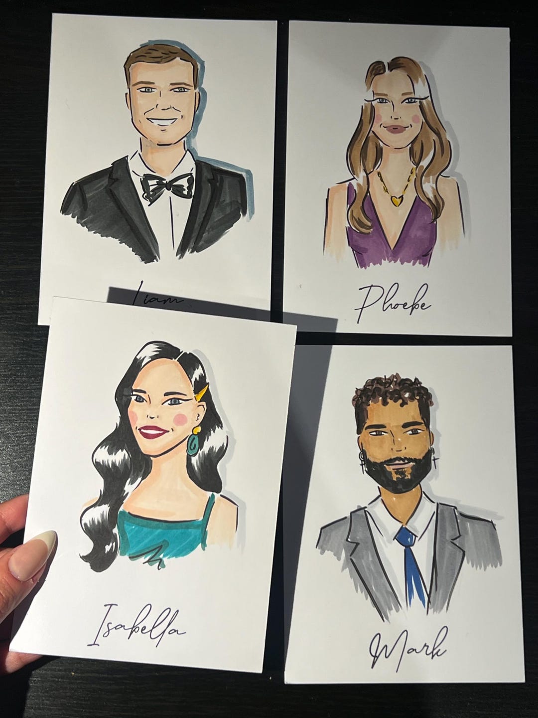 Hand-drawn Guest Portrait Place Cards, Custom Wedding Keepsakes - Etsy