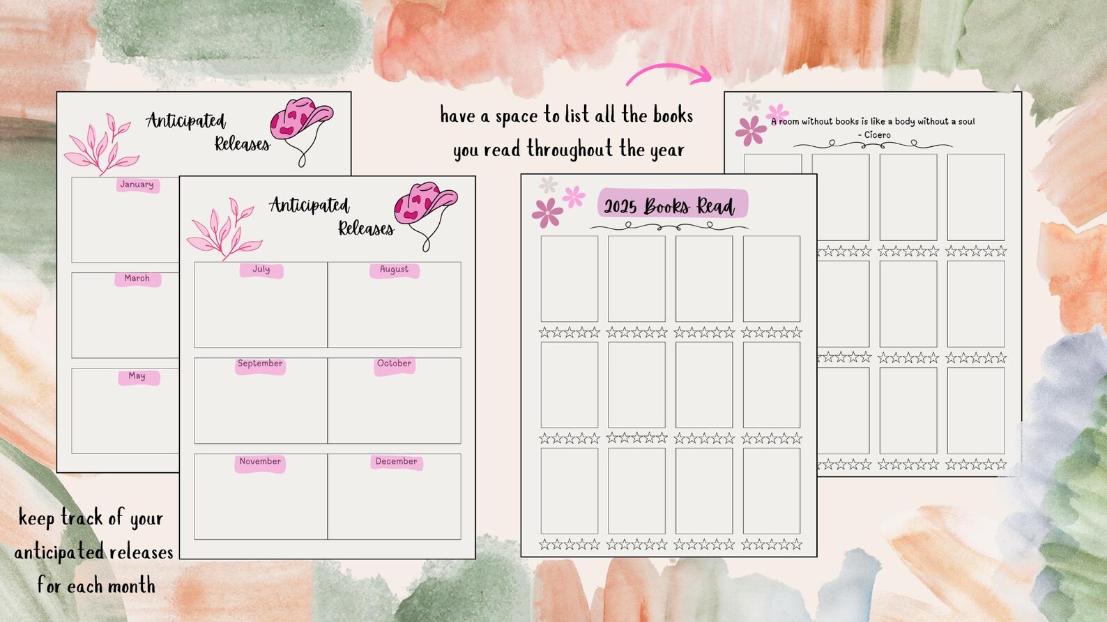 2025 Reading Tracker Pink - Etsy