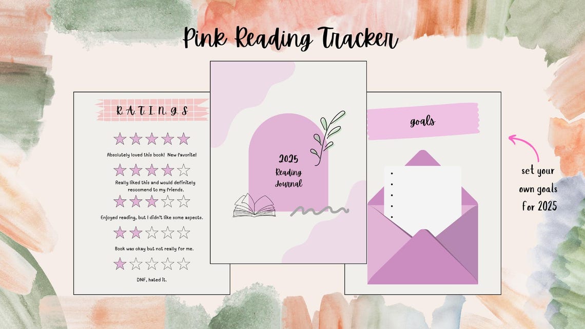2025 Reading Tracker Pink - Etsy