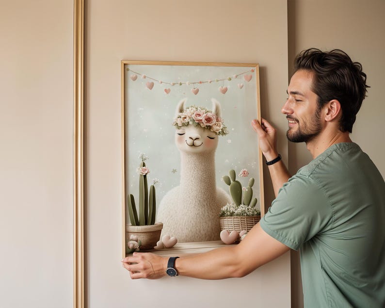 Llama Nursery Wall Art Set: Boho Cactus Prints (digital Download) - Etsy