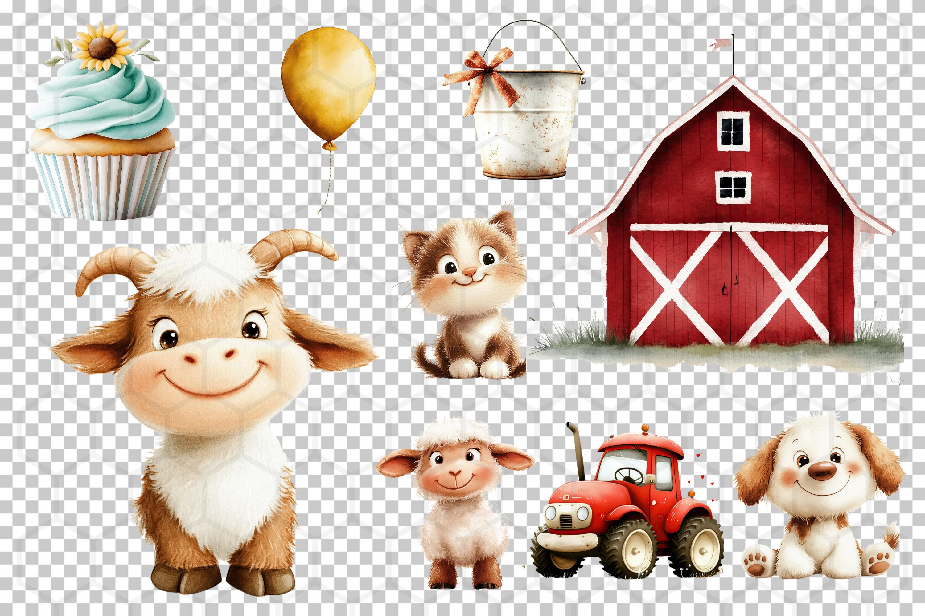 Baby Farm Animal Clipart: Watercolor PNG Images (digital Download) - Etsy