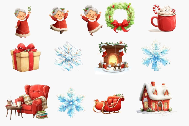 Santa and Mrs Claus Clip Art, Christmas PNG Graphics, Digital Download ...