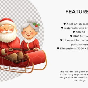 Santa and Mrs Claus Clip Art, Christmas PNG Graphics, Digital Download ...