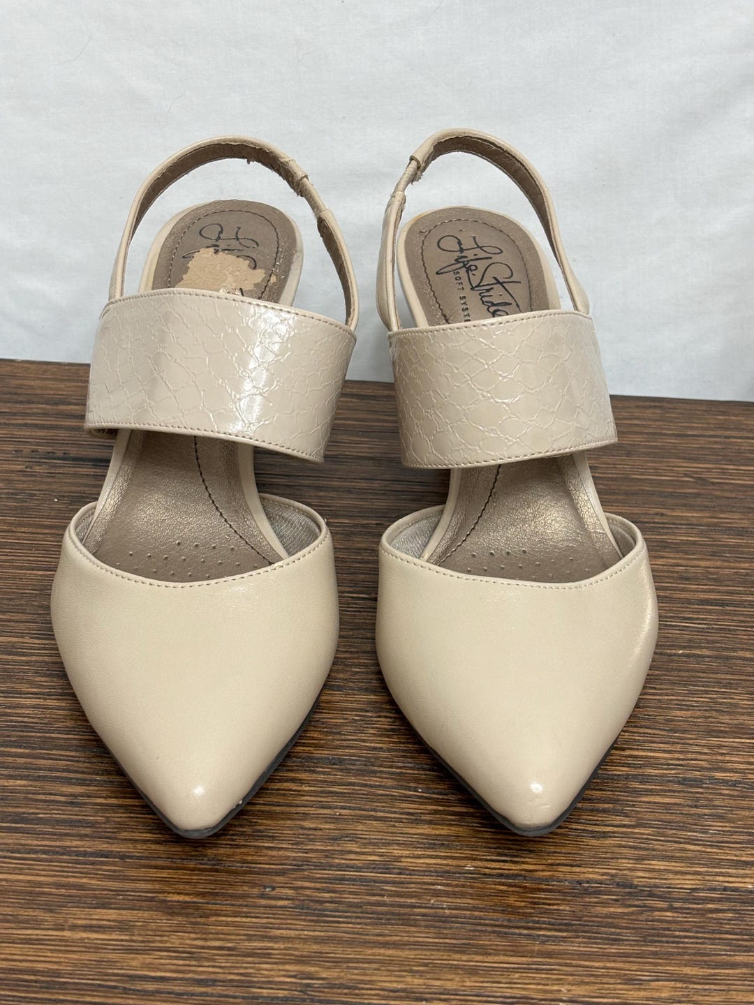 Life Stride Tan Open Back Heels With Strap Size 6.5 Brand New - Etsy