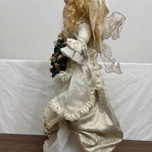 Porcelain Angel Doll “peace on Earth” Wreath off White Gold Trim Dress ...