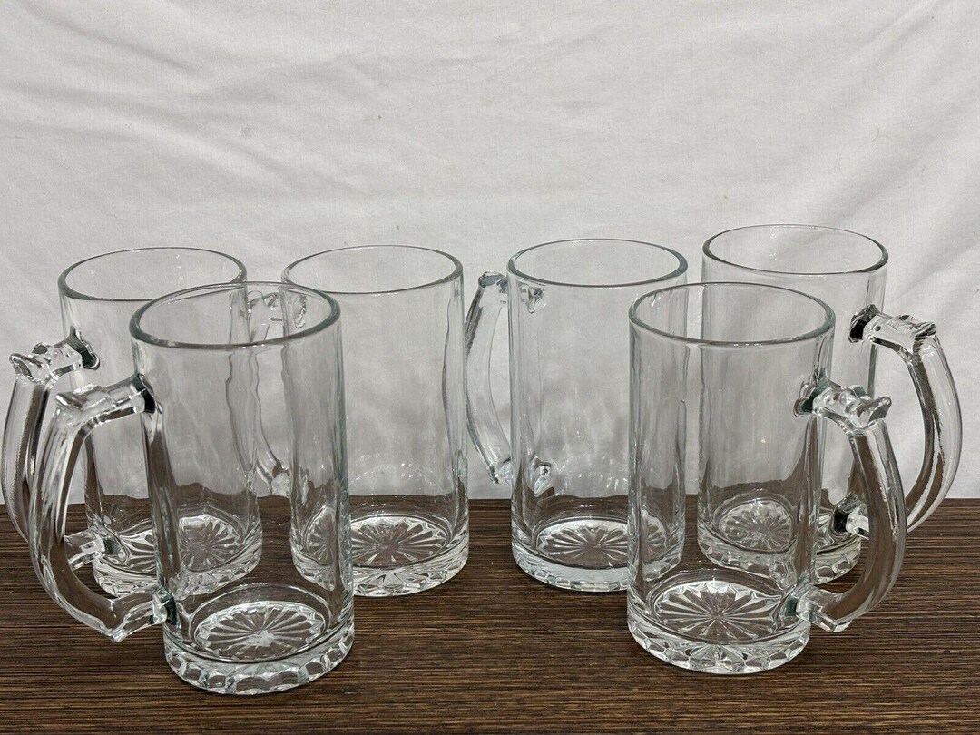 Mugs Clear Glass With Handles Star Bottom Brand New 6” Set of 6 - Etsy