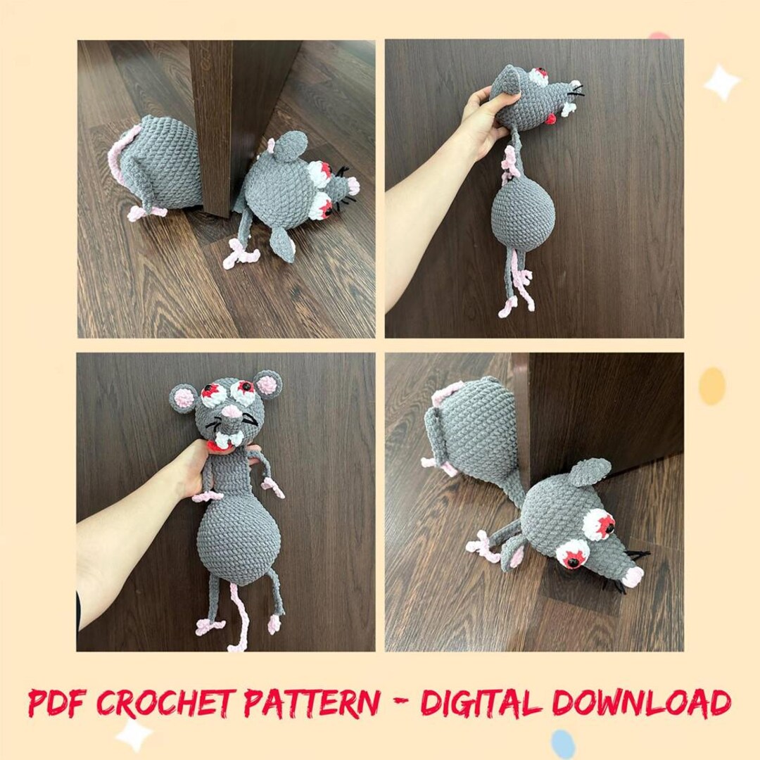 Rat Door Stop Crochet Pattern, Easy Crochet Rat Amigurumi, Door Stopper ...