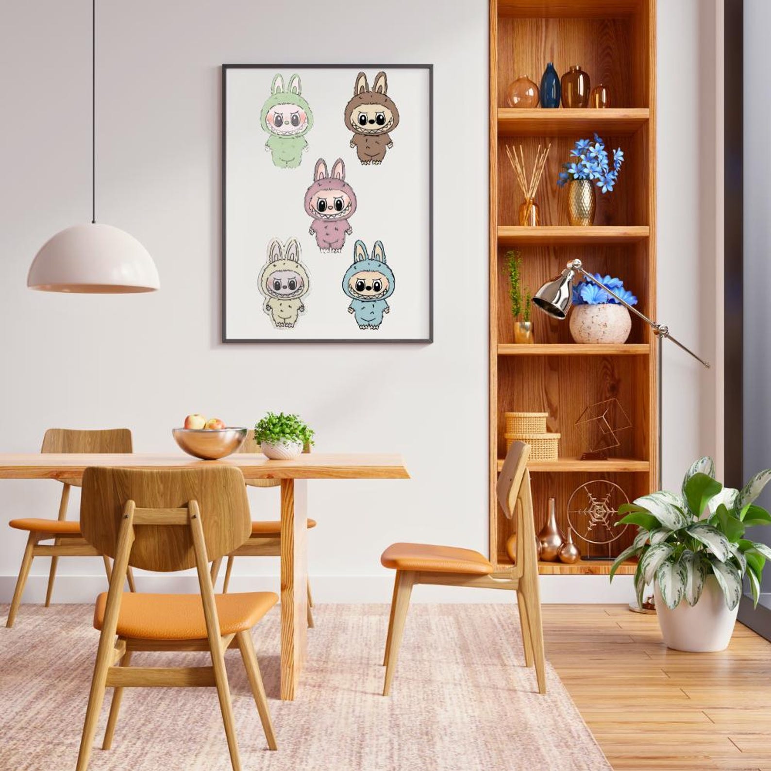 Pastel Labubu Digital Wall Art, Cute Cartoon Poster Download, Modern ...