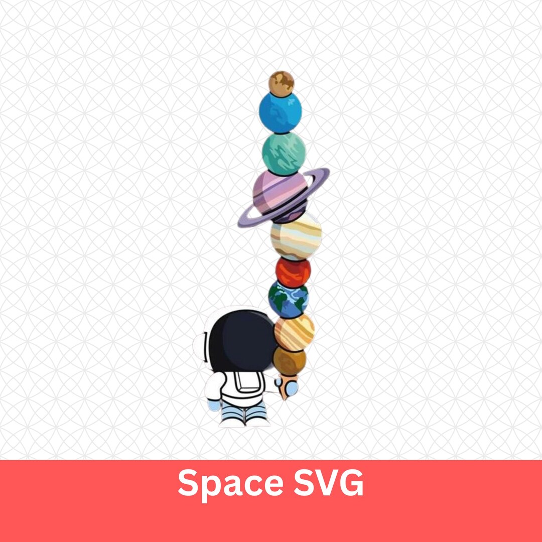 Adorable Space SVG –cute Cartoon Rocket & Planet Cut File, Kawaii ...