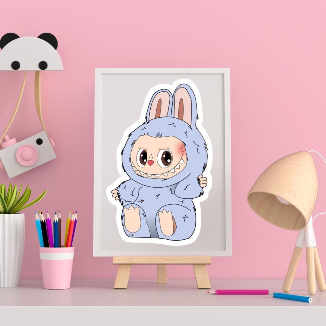 Labubu Wall Art, Modern Digital Download Art for Home Decor, Pastel ...