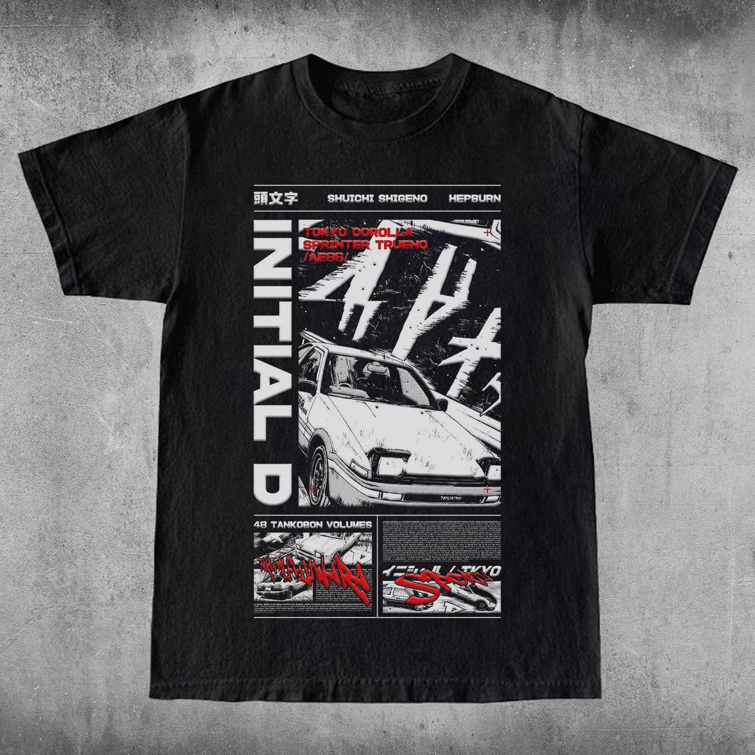 Initial D JDM T-shirt AE86 Trueno Drift Car Graphic Tee Japanese ...
