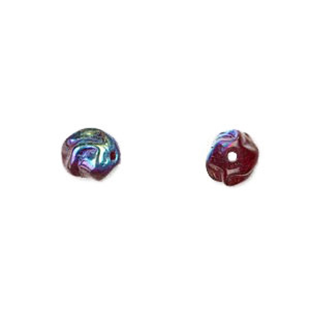 8mm AB Red Czech Pressed Glass Bumpy Round Beads, 8 Strand 25 Beads ...