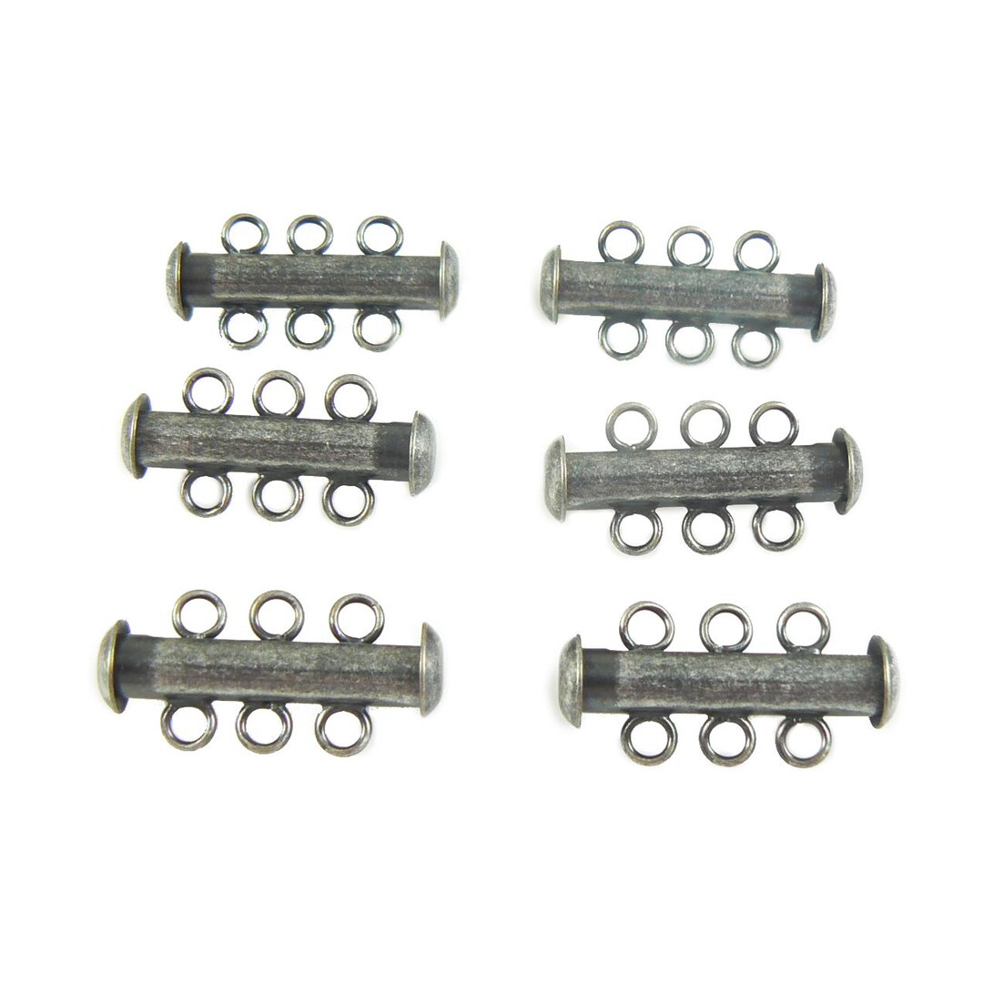 Clasps: 21 Mm Long X 12 Mm Wide, Three Strand Clasp, Antiqued Silver ...
