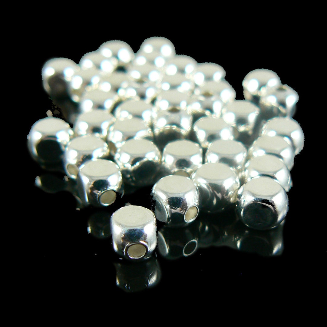 5mm X 4mm Silver Plated, Rounded Cube Beads, 72 Pieces, Modern, Chic ...