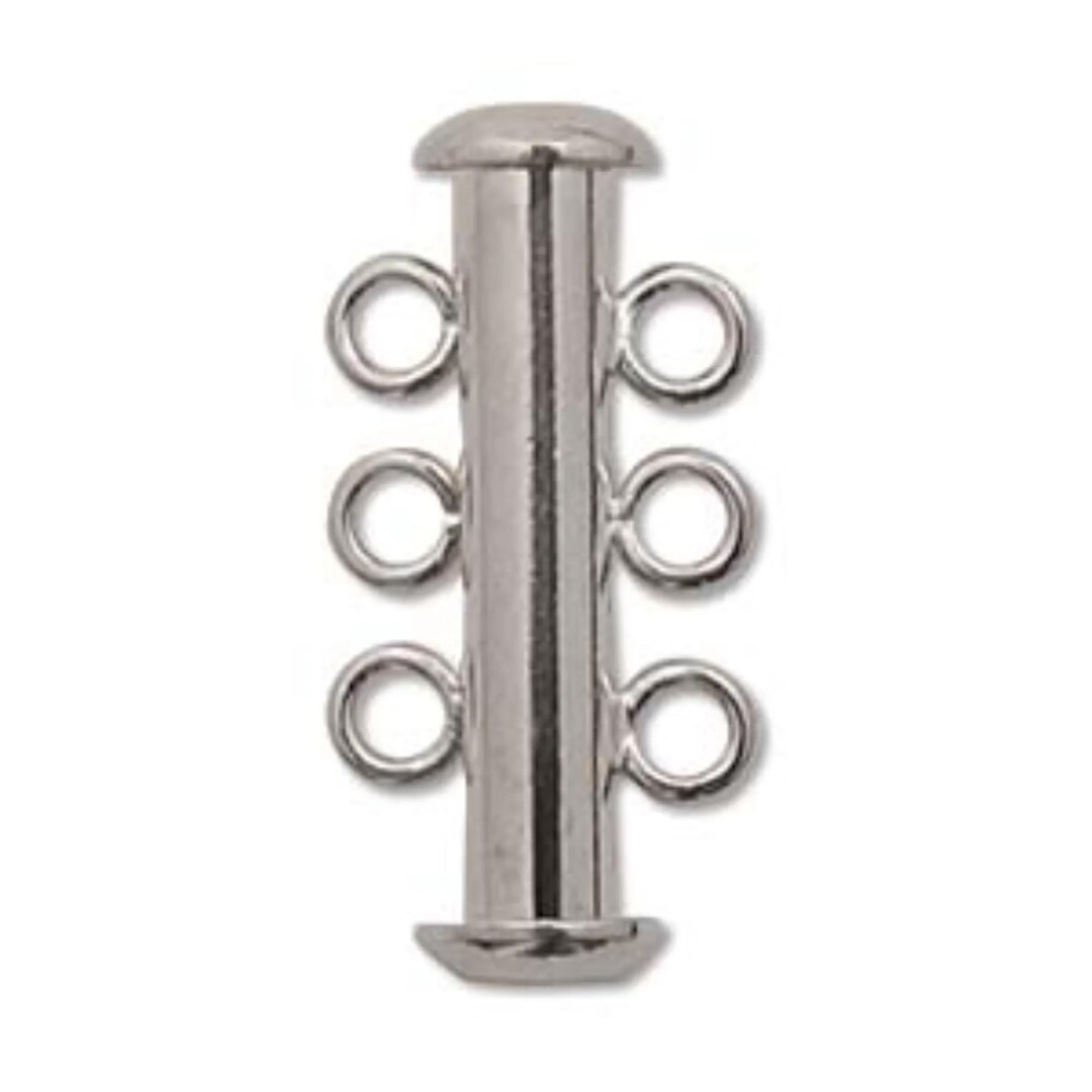 Clasps: 21 Mm Long X 12 Mm Wide, Three Strand Clasp, Silver Plated ...