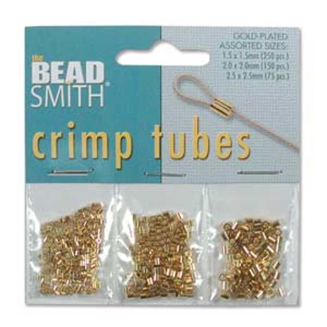 Assorted Sizes Gold Plated Crimp Tubes by the Bead Smith, 3 Sizes, 475 ...