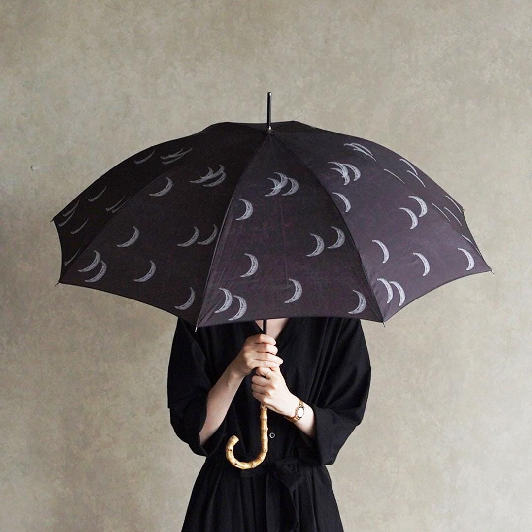 Bamboo Handle Umbrella, One Touch Opening Umbrella, Parasol, Moon - Etsy