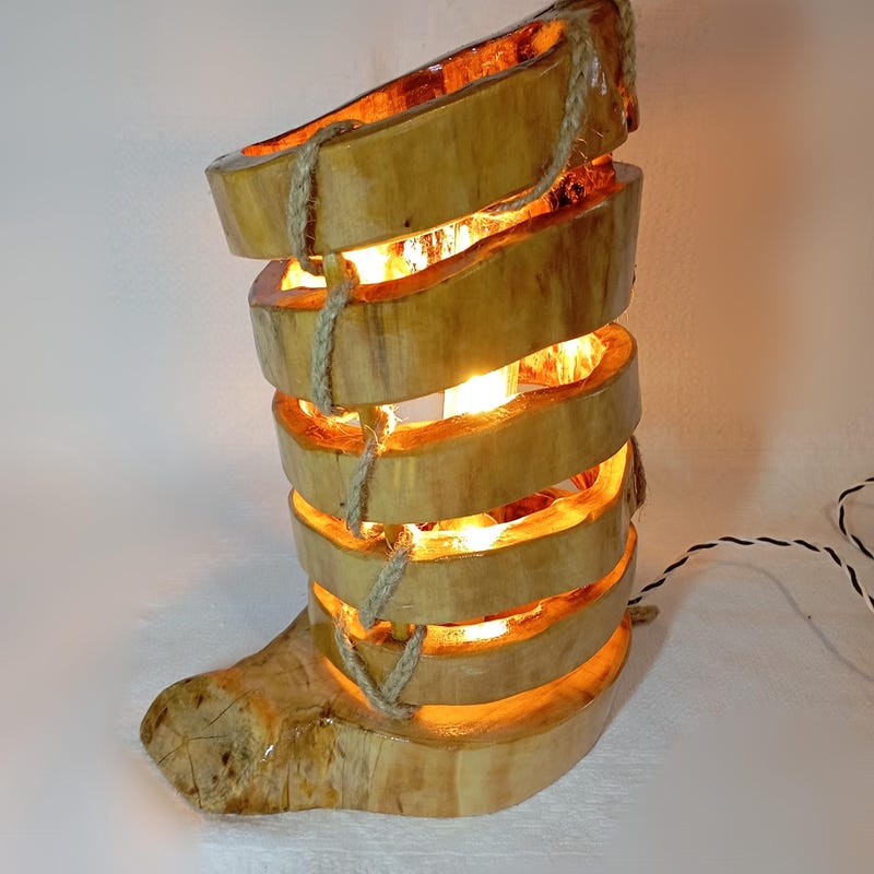 Rustic Wood Lamp - Etsy