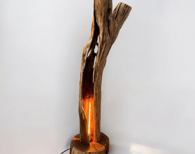 Handmade Wooden Floor Lamp | Rustic & Loft Style | Unique Natural Wood ...