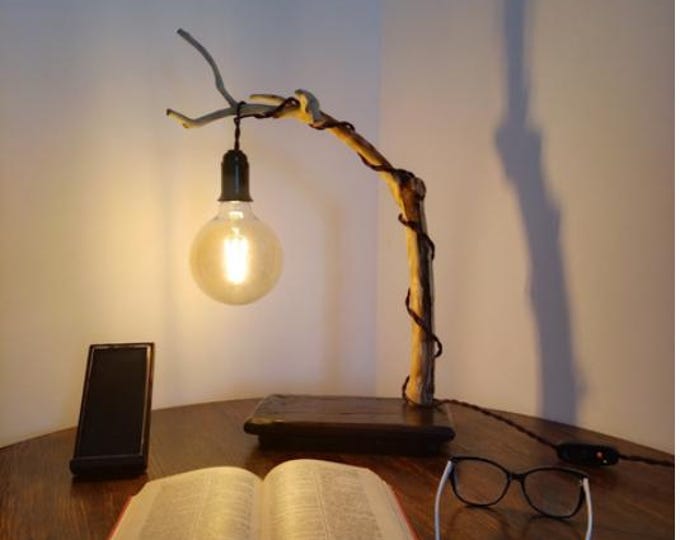 Wooden Table Lamp, Desk Lamp, Made From a Real Tree Branch! - Etsy