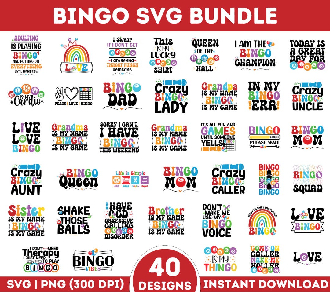 Bingo SVG, Bingo PNG, Card Svg, Bing Player Svg, Bingo Svg Png Bundle ...