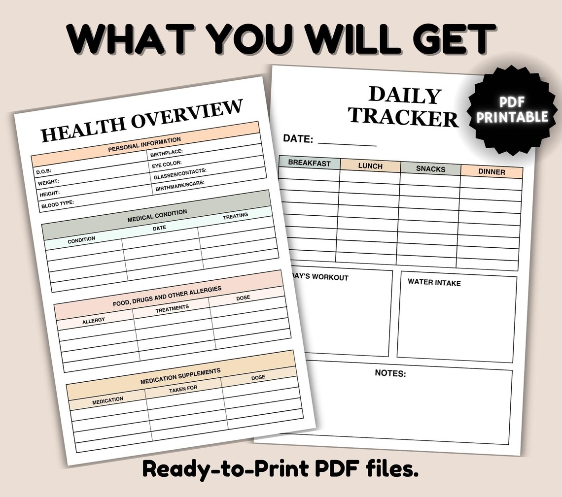 Nutrition Planner Bundle Printable, Meal Planner Food Journal, Calories ...