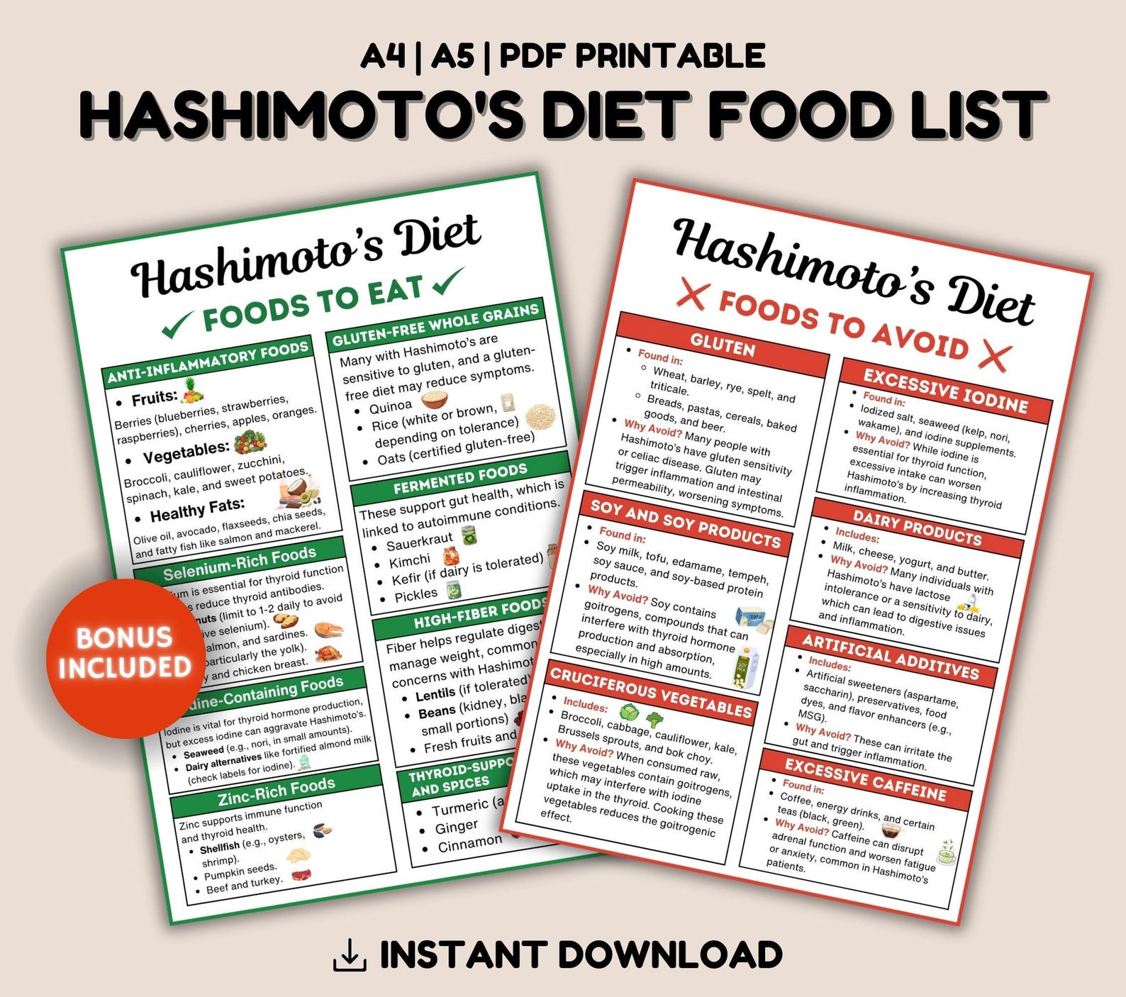 Hashimoto's Diet Food List, Thyroid Diet Meal Plan, Thyroiditis Health ...