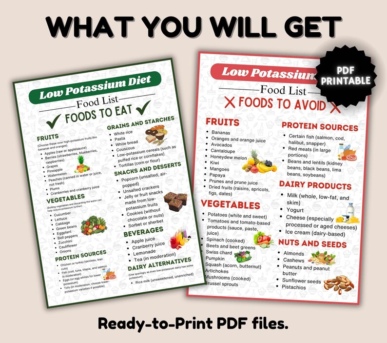 Low Potassium Diet Food List Printable, Stage 4 Kidney Disease Renal ...