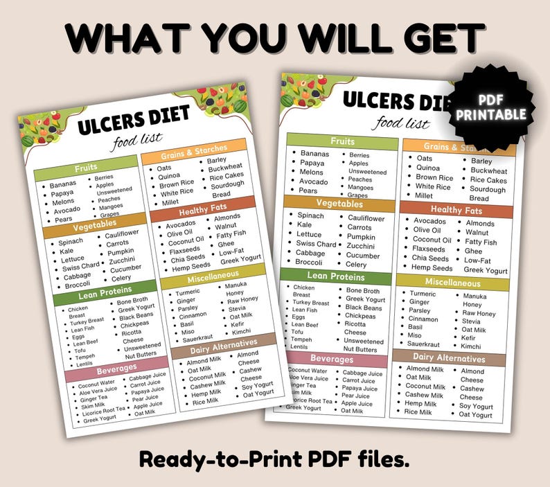 Ulcers Food List Gastric Ulcer Food Chart Foods to Eat and Avoid Ulcer ...