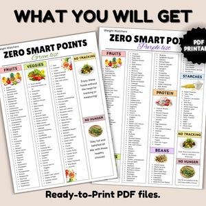 Zero Point Weight Watchers Food List Bundle, Zero Smart Points Food ...