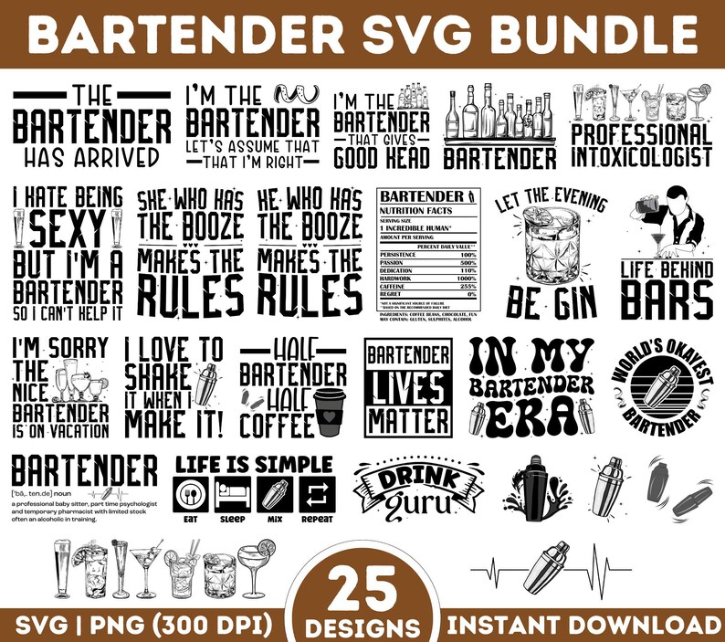 Bartender SVG Bundle, Funny Bartender Svg, Bar SVG, Bartender Sayings ...