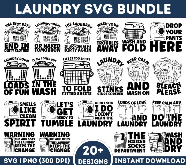 Laundry Room SVG Bundle, Laundry Room Signs SVG Bundle, Funny Laundry ...