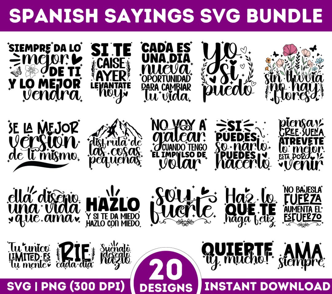 Spanish Sayings SVG Bundle, Frases Motivadoras Svg, Frases Religiosas ...