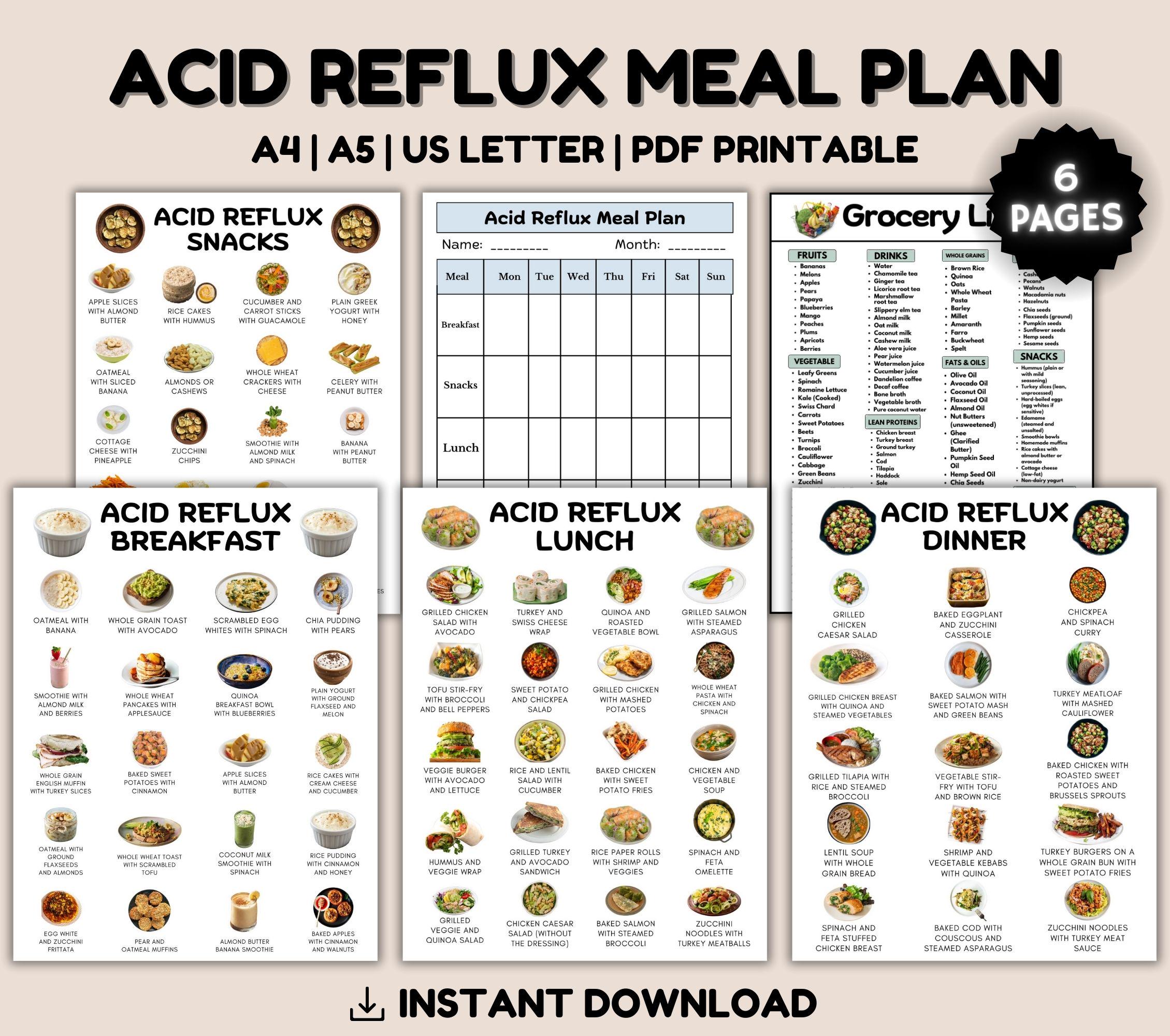 Acid Reflux Meal Plan, Acid Reflux Food List, GERD Diet List, Acid ...