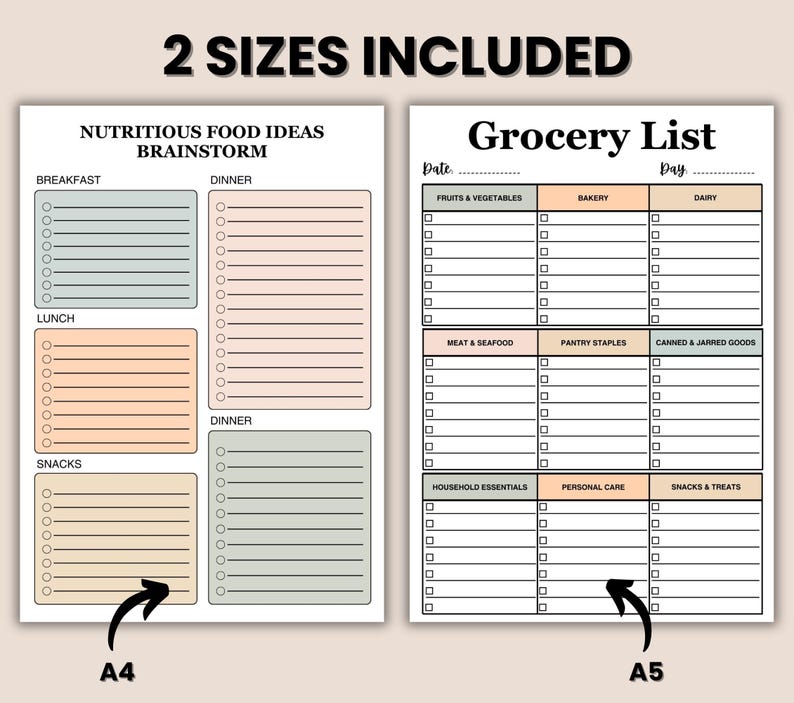 Nutrition Planner Bundle Printable, Meal Planner Food Journal, Calories ...