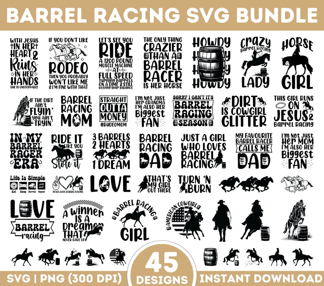 Barrel Racing SVG PNG Bundle Barrel Racing Png Horse Svg Rodeo Svg ...