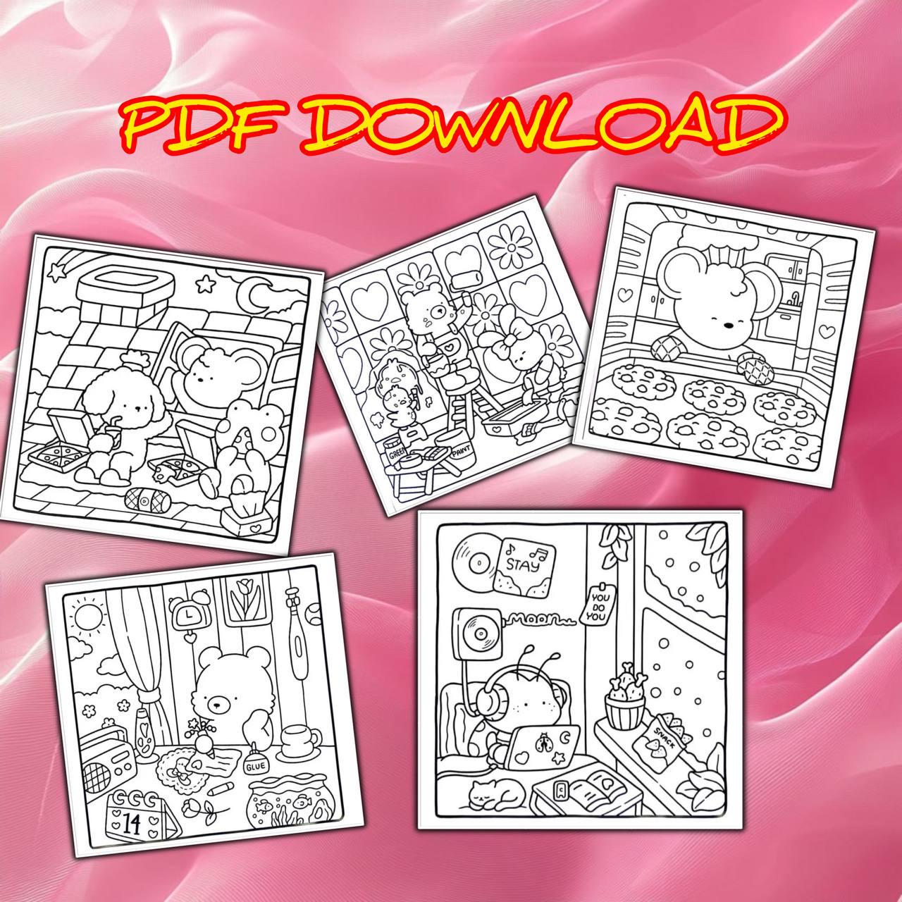 Coloring Pages Coco Wyo Comfy Days, Cozy Friends , Pocket Room, Fuzzy ...