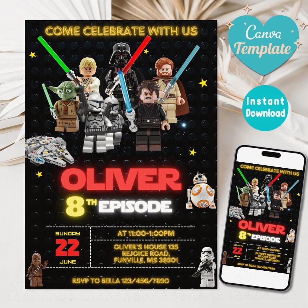 Printable Birthday Invitation, Star Invitation, War Invitation, Darth ...
