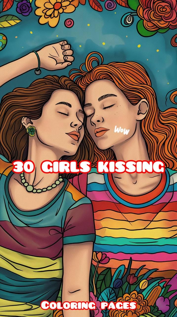 Coloring Kissing Girls | 30 LGBTQ Coloring Pages in Shades of Gray ...