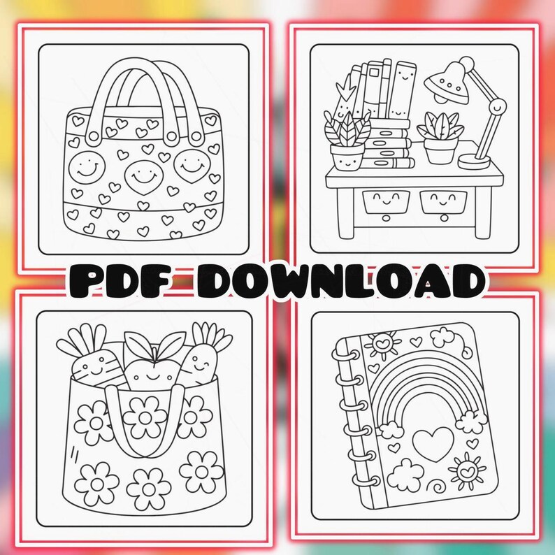 Bold Cute & Easy Groovy: Cute Coloring Book for Relaxation, Instant ...