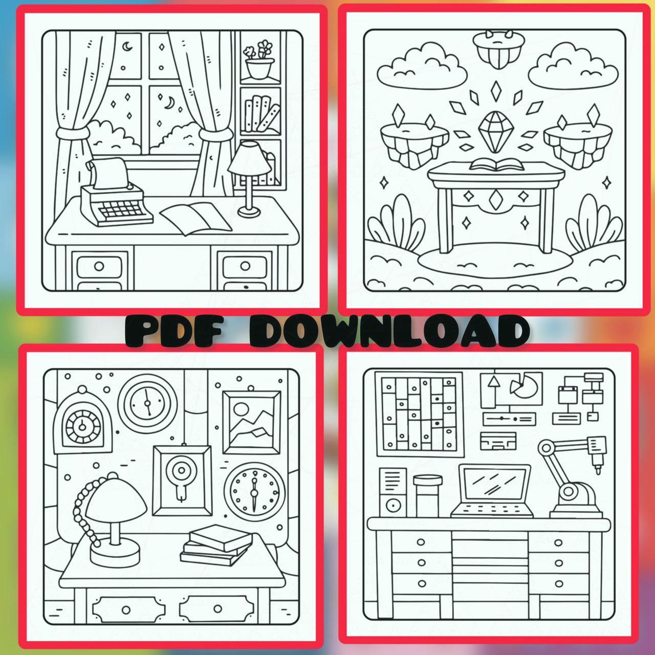 Cozy Spaces Coloring Book | 52 Cute & Comfy Pages for Relaxation | Bold ...